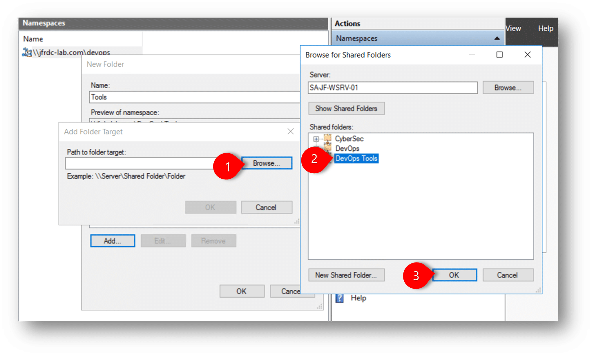 Adding a Target Folder to a Namespace - Server Academy