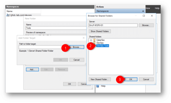 Adding A Target Folder To A Namespace Server Academy