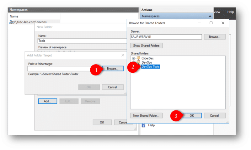 Adding a Target Folder to a Namespace - Server Academy