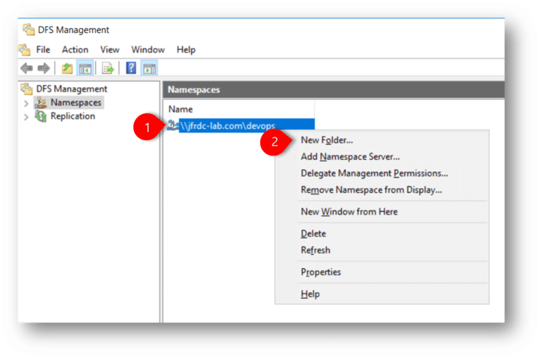 Adding a Target Folder to a Namespace - Server Academy