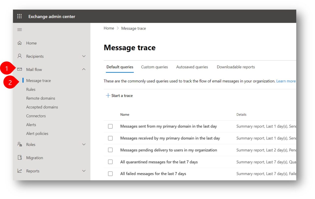 Running Message Trace in Exchange Admin Center - Server Academy