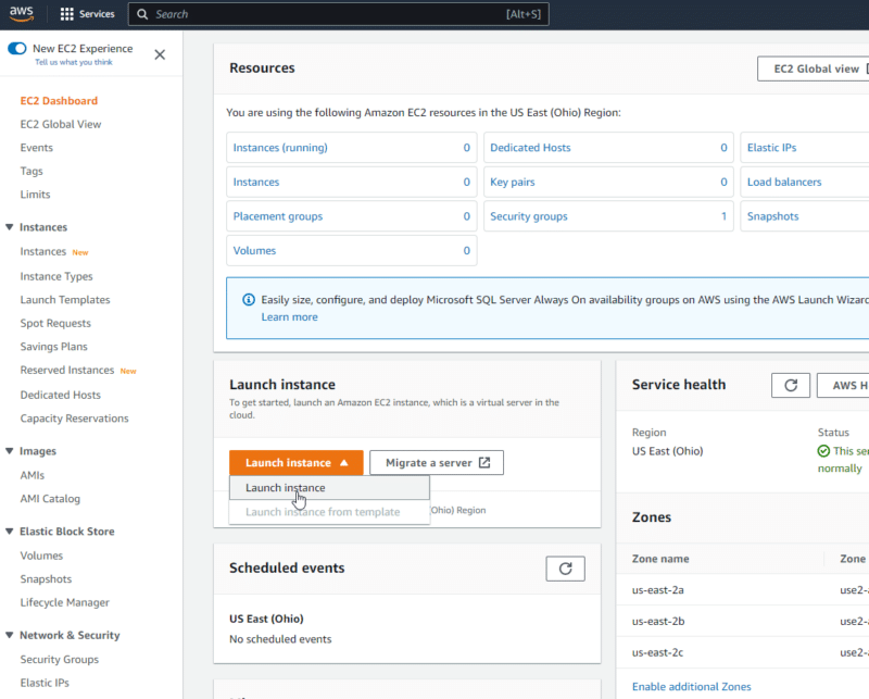 Launching an Amazon EC2 instance - Server Academy