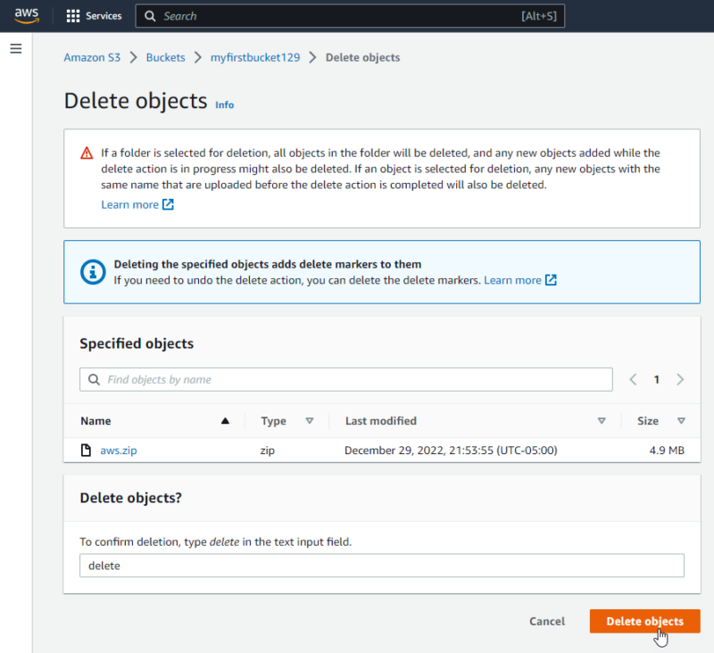 Deleting S3 objects Lesson - Server Academy