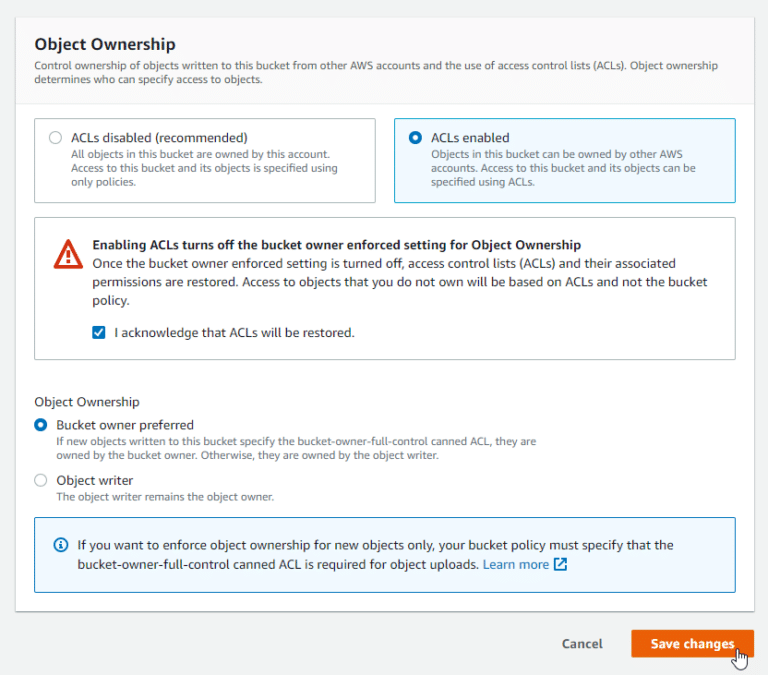 Configure S3 permissions and access controls - Server Academy