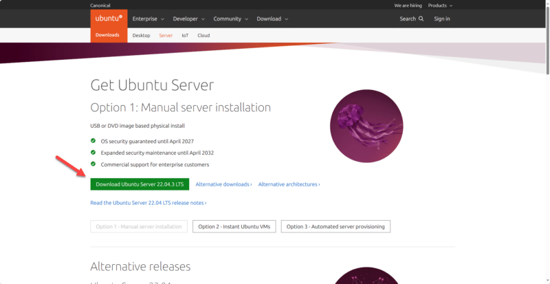 Downloading Linux (Ubuntu Server) – Server Academy